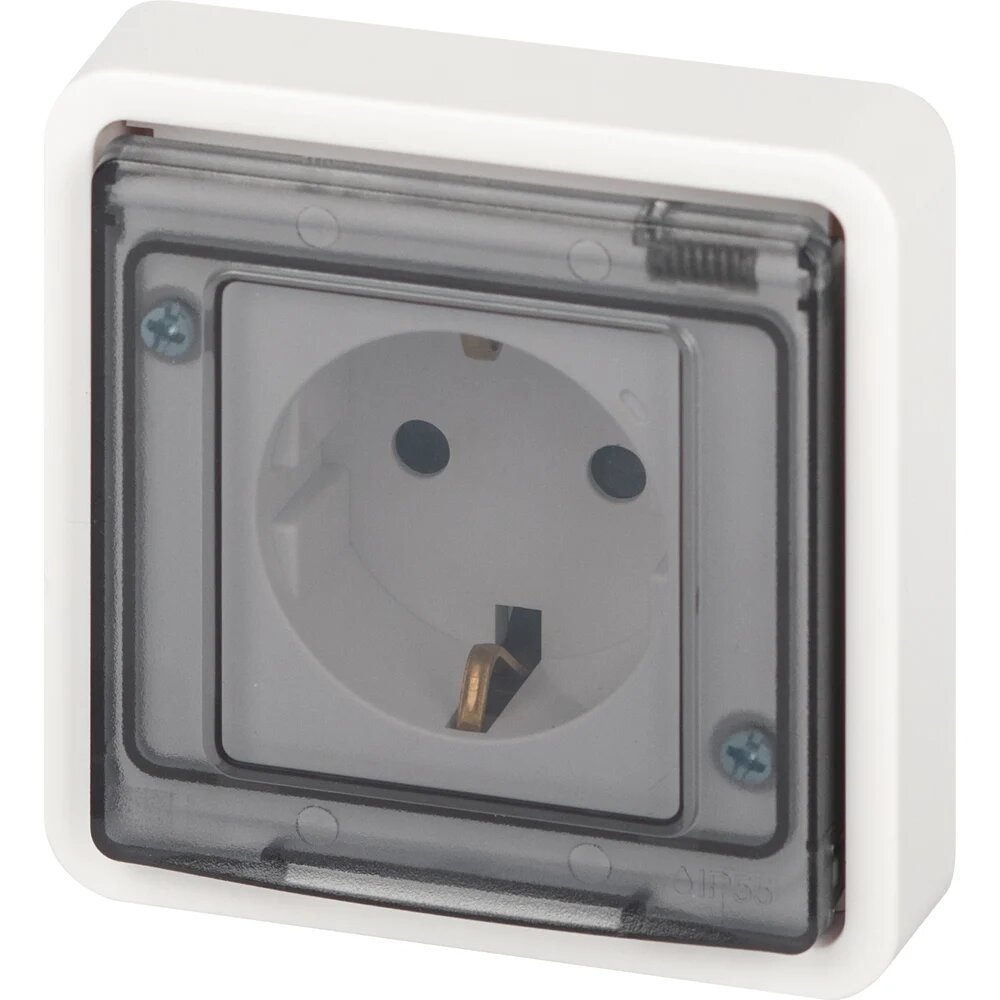 Розетка ЭРА Эксперт 11252101 2PE IP55, 16A, 250В, СУ, белый Б0063259, качественного поликарбоната, 16 А