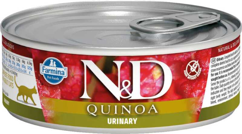 Влажный корм Farmina N&D Quinoa Urinary для кошек, профилактика мочекаменной болезни, 6 штук по 80 гр