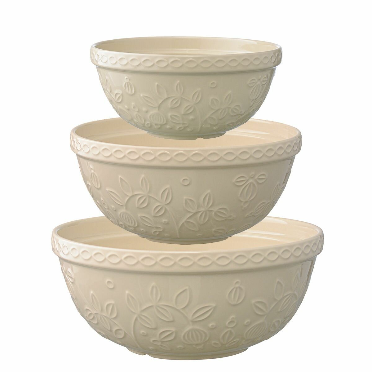 Набор мисок для смешивания с рельефным узором Ягоды Тайги, Tkano Russian North, 3 шт.