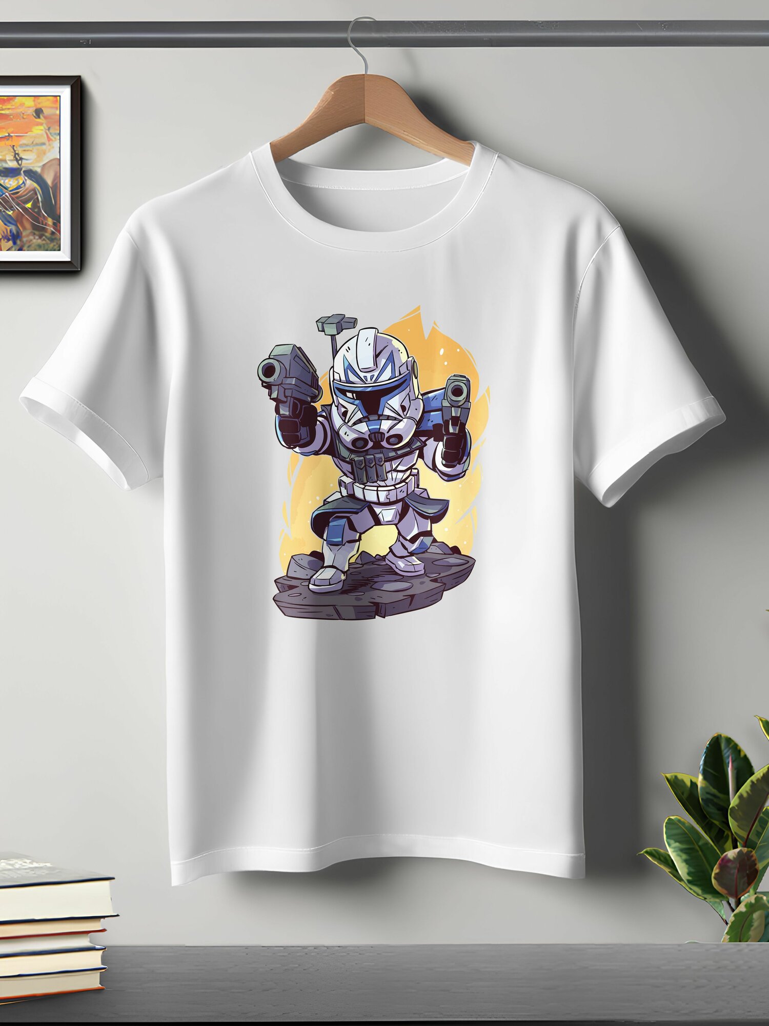 Футболка  Детская ONEQ 140 (10-11) размер с принтом Капитан Рекс, белая