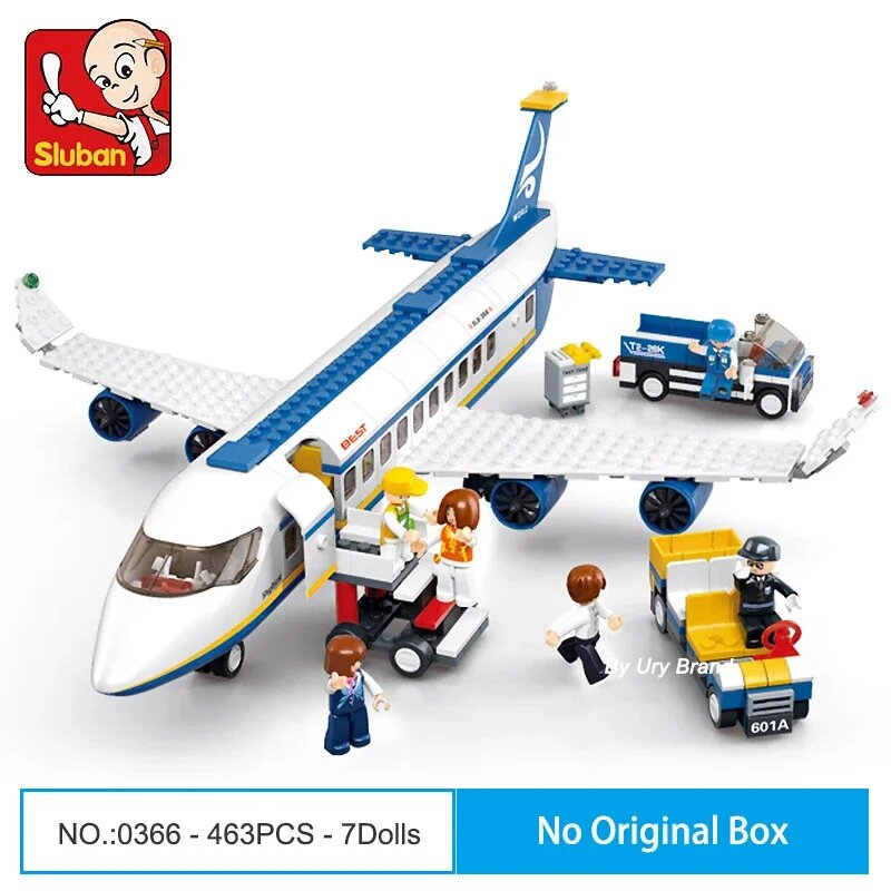 Конструктор Sluban Городской самолет Синий, 0366 without box