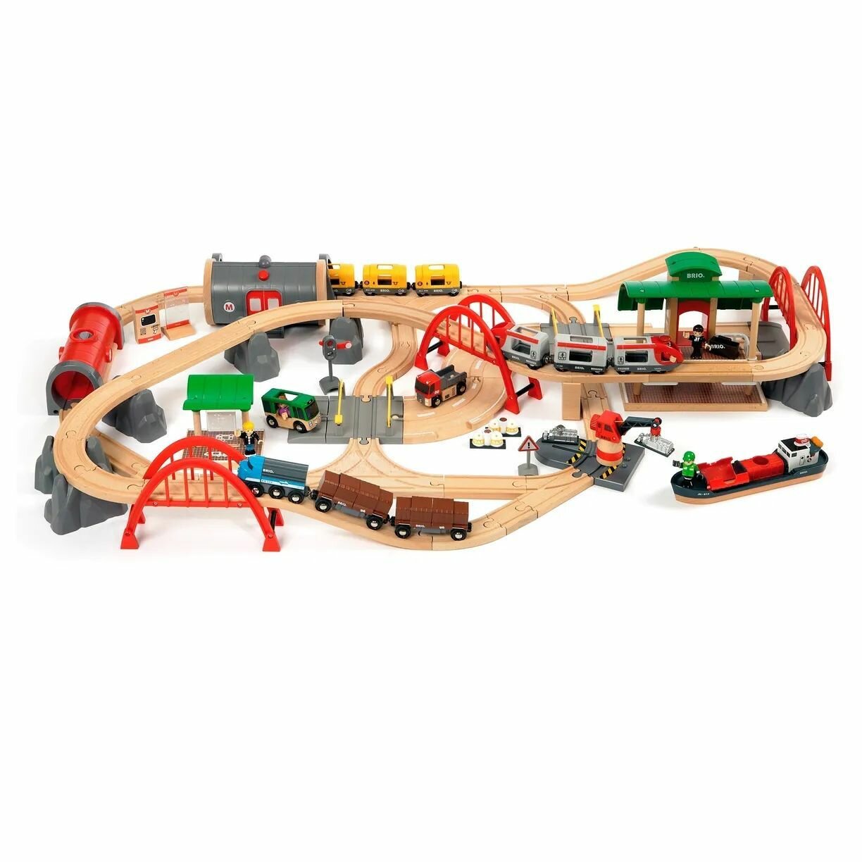 Железная дорога Brio, для детей 3-5 лет, большая, деревянная, с магнитными элементами