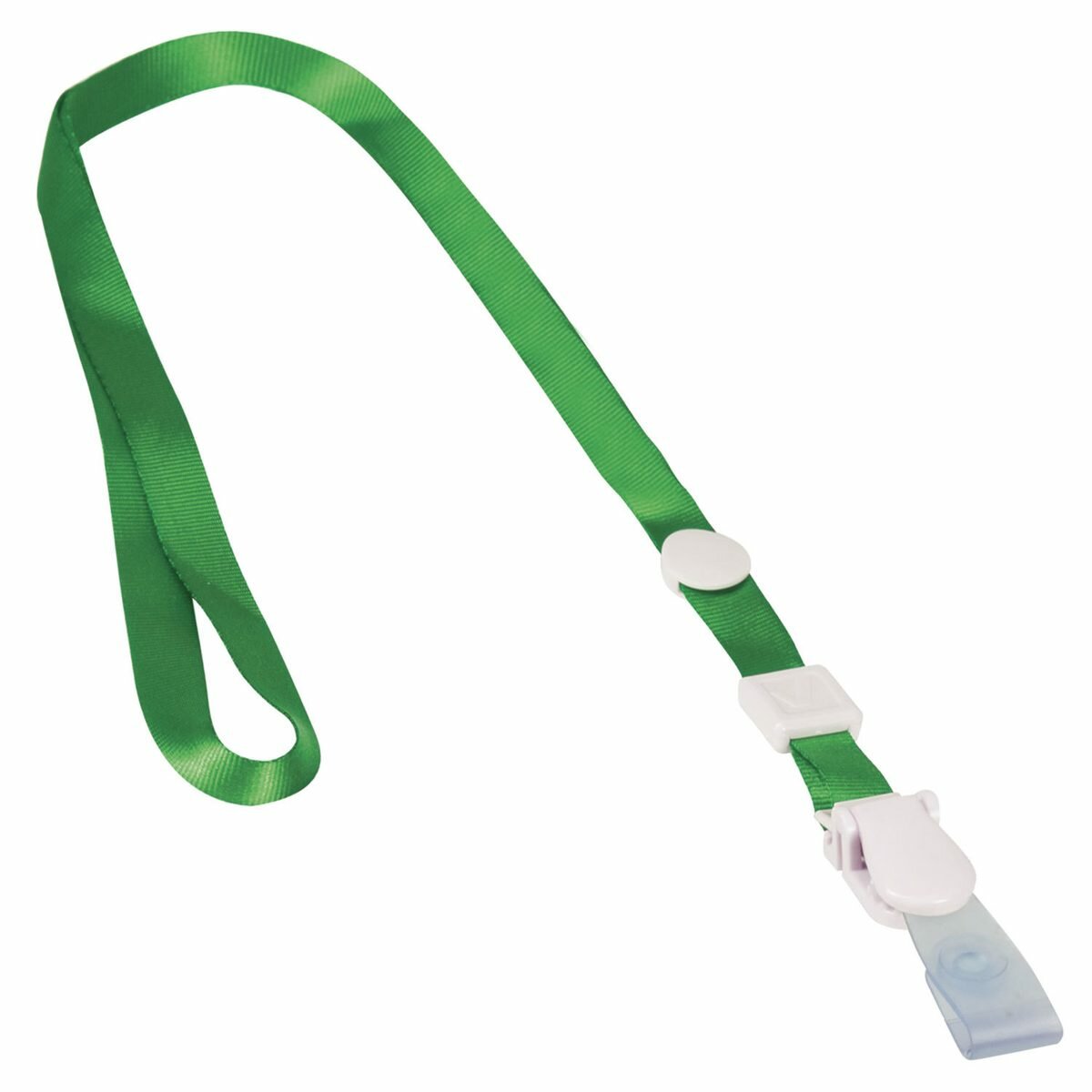 Шнур для бейджа Brauberg, 45см, съемный пластиковый зажим-замок, с петелькой, зеленый нейлон (235731), 10шт.