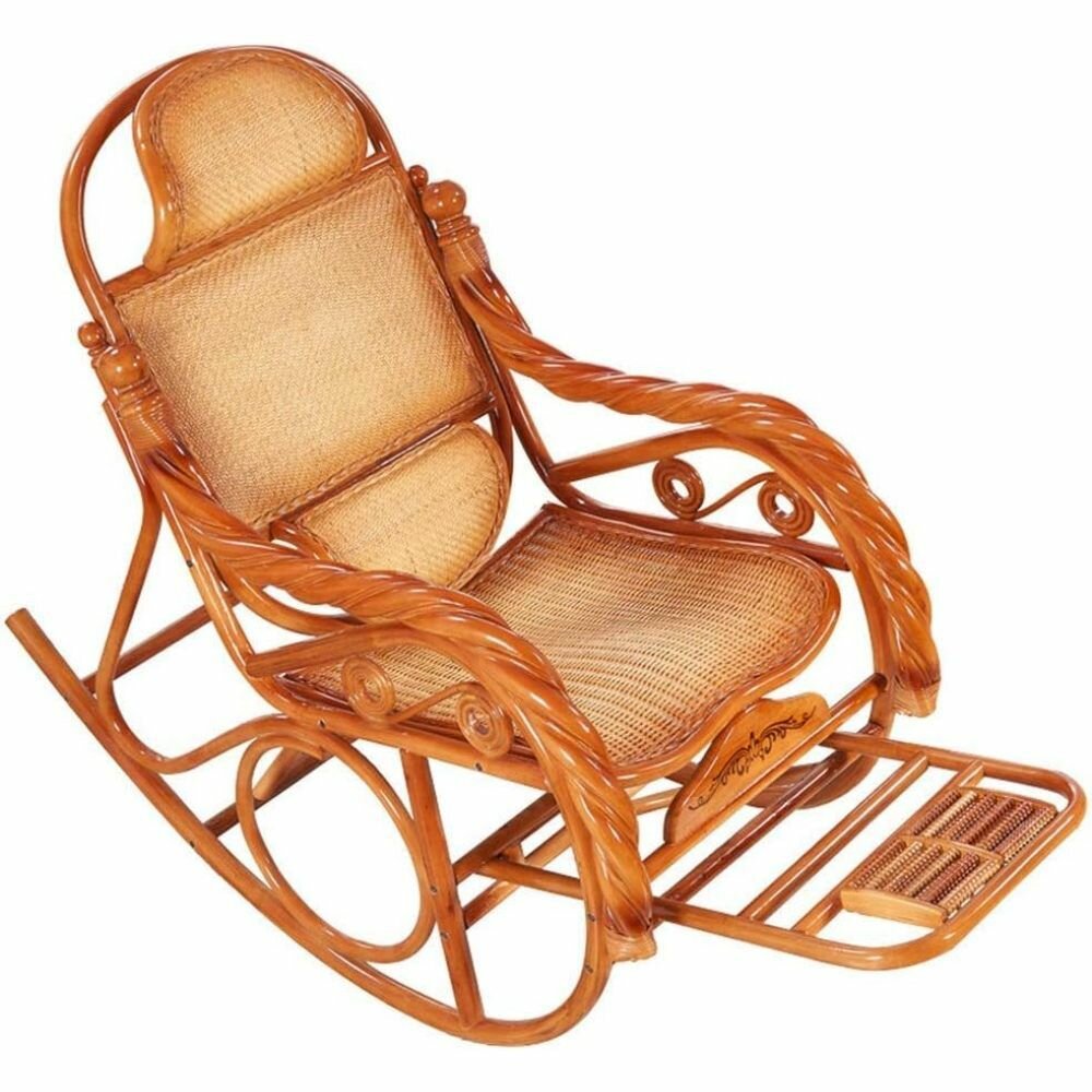 Диван-кресло с массажем для ног и подушками, спинкой и подлокотниками из ротанга, подходит для гостиной, внутреннего двора и террасы.