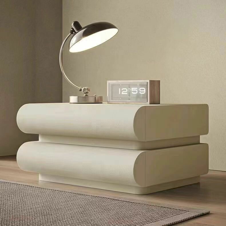 Креативный современный минималистичный кожаный прикроватный столик в кремовом стиле