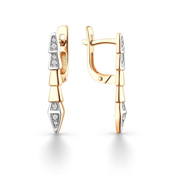 Серьги, красное золото, 585 проба, фианит