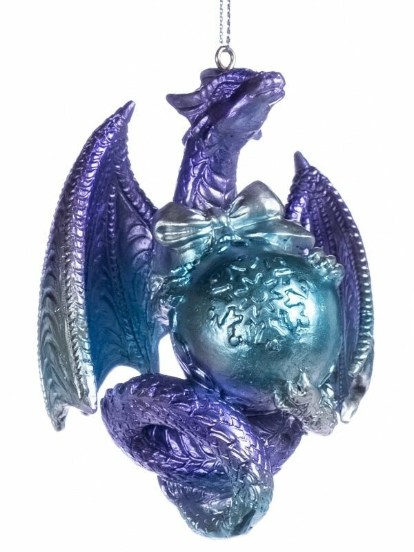 Новогоднее украшение Феникс-Презент подвесное, Дракон аметистовый, из полирезины, 5,5x9,5x7 см