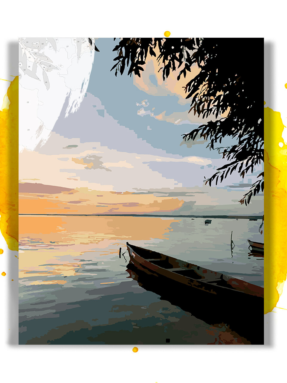 Картина по номерам на холсте Лодка закат, 40 х 50 см