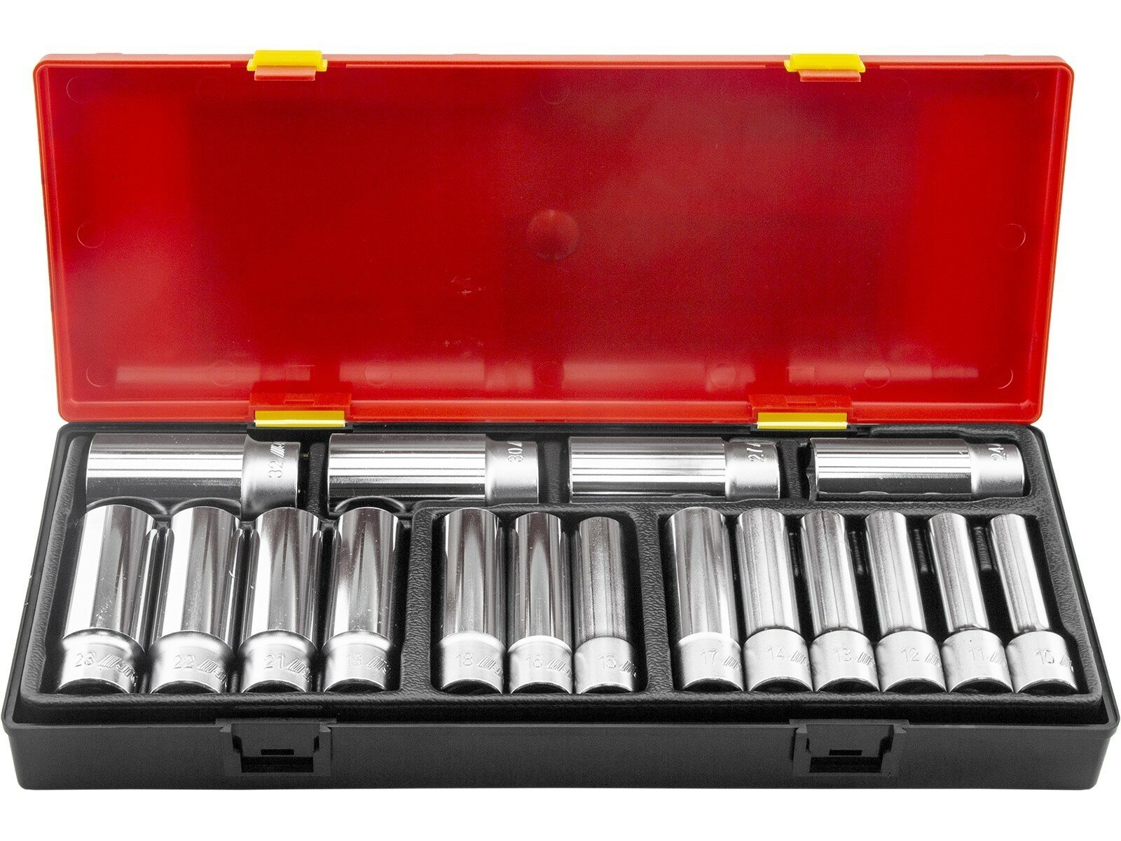 JTC-K4171 Набор головок торцевых глубоких 6-гранных 1/2" 10-32мм (в кейсе) 17пр.