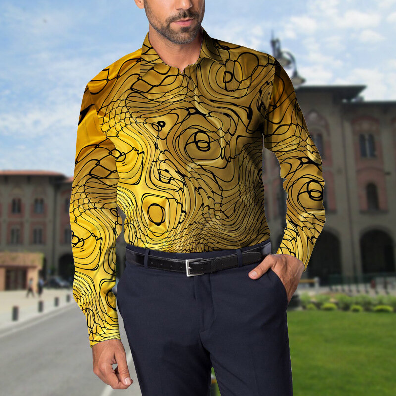 Мужская рубашка с длинным рукавом в гавайском стиле европейского размера с 3D-печатью тонкие топы для мужчин