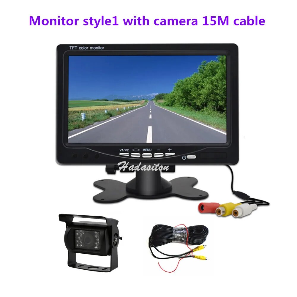 Универсальный 7-дюймовый автомобильный монитор HD 1024*600, Система помощи при парковке, камера заднего вида опционально Style1 with 15M cam