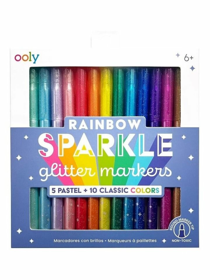 OOLY набор цветных фломастеров с блёстками 15 цветов для творчества