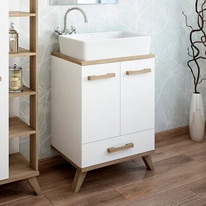 Тумба под раковину без столешницы Sanflor Ингрид 60, белый матовый, швейцарский вяз