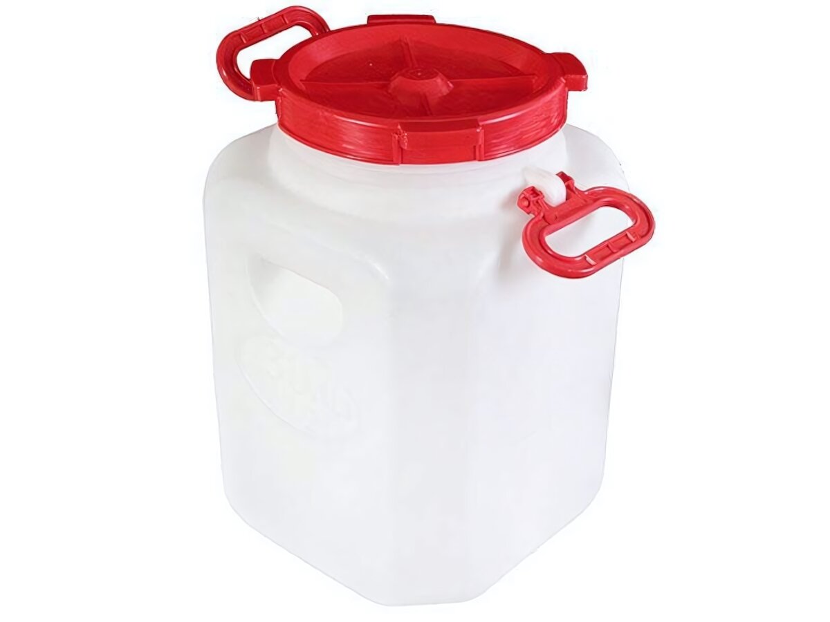 Бочка 50л квадратная белая, пластиковая, с крышкой и ручками