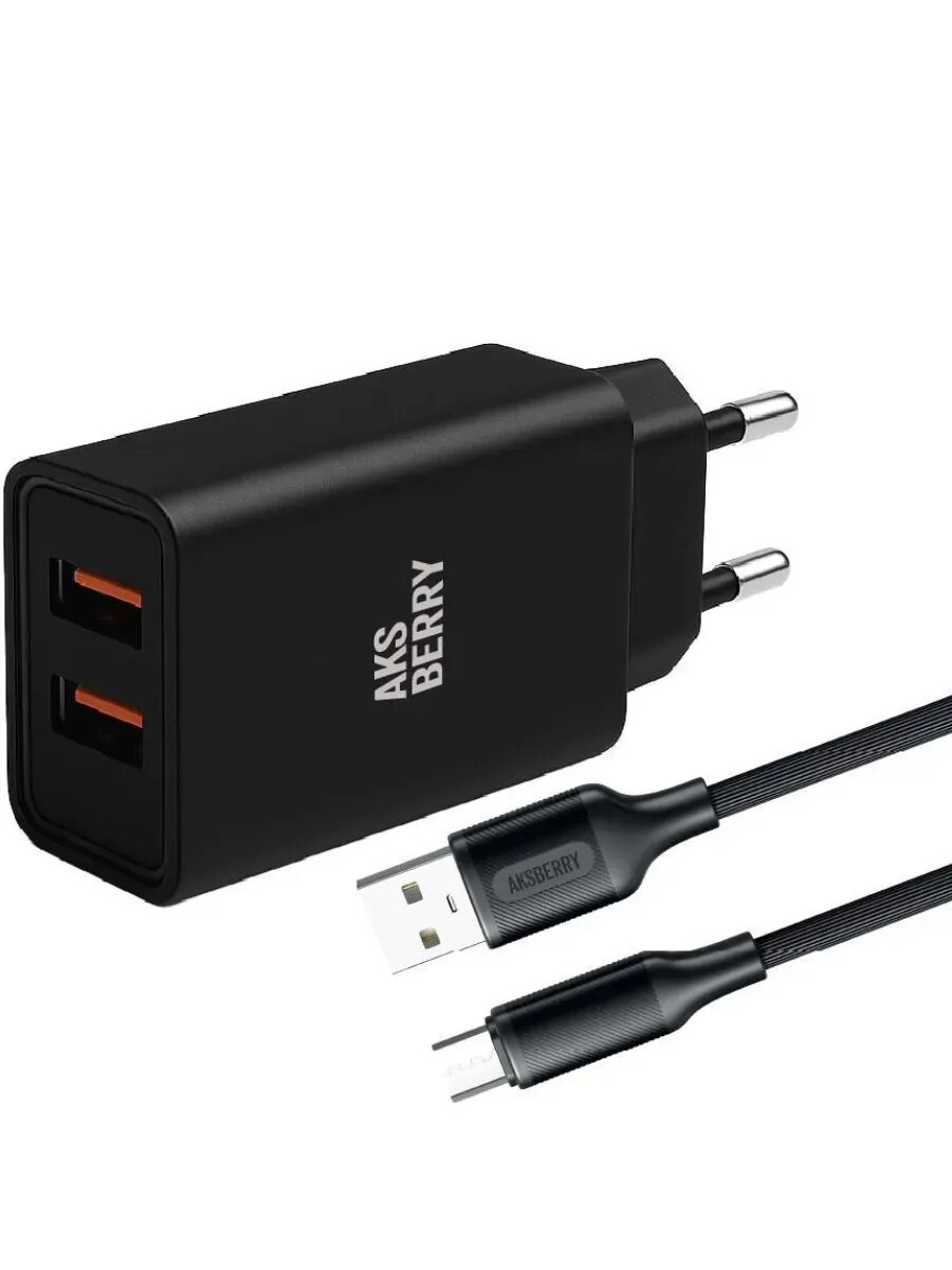 Сетевое зарядное устройство T38 2 USB 2.4A + MicroUSB