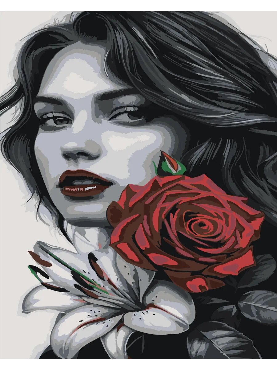 Картина по номерам Фэнтези Девушка Цветы Розы