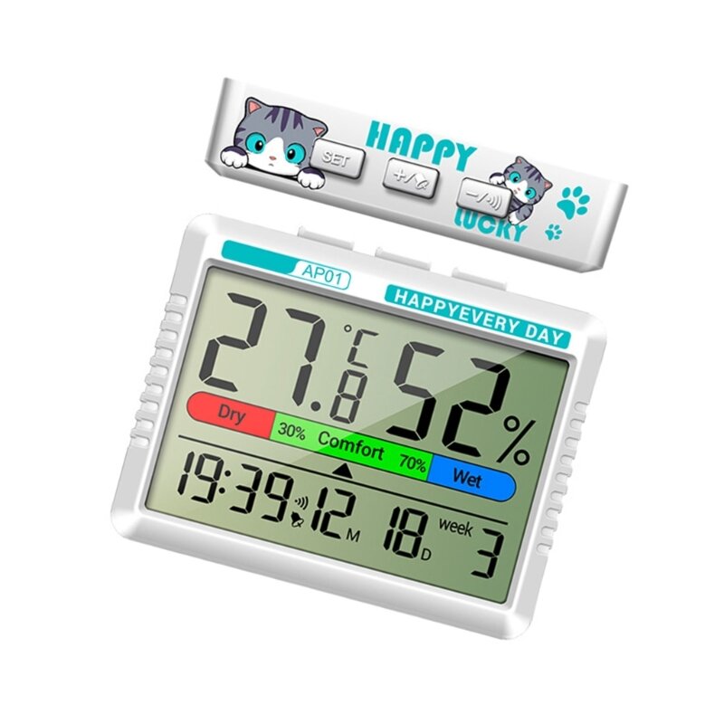 Высокоточные умные часы для домашнего обучения в спальне AP01 с термометром-серая кошка на батарейках