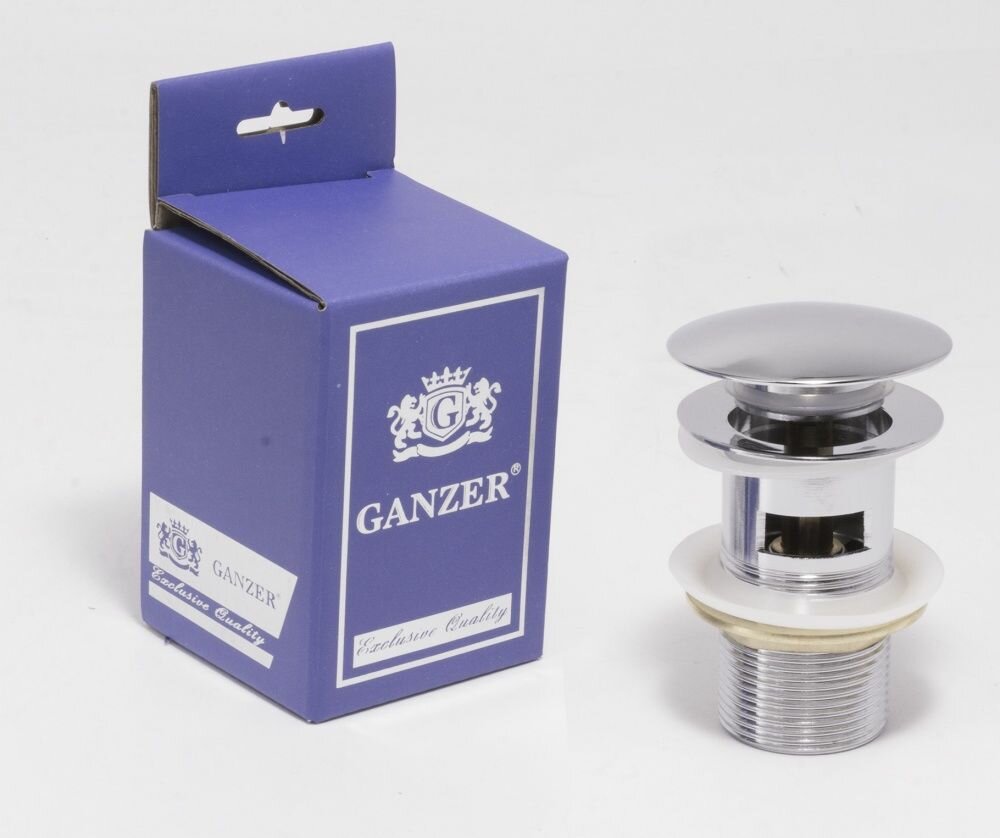 Донный клапан с переливом (белый) GANZER GZ5716(F-16)