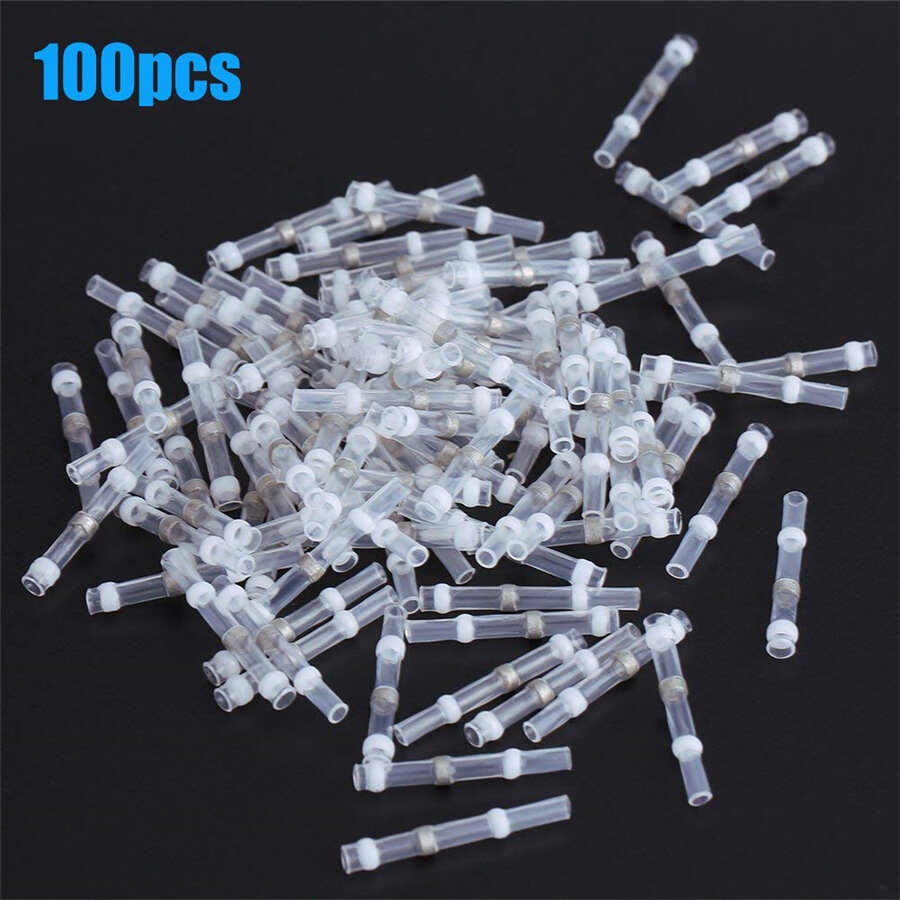 Водонепроницаемые термоусадочные гильзы для пайки, соединители для спайки проводов, 26-24 AWG, 100 шт.