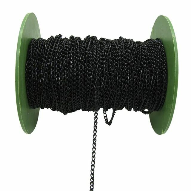 Плоская цепочка-черная, ширина 2,5 мм, длина 2 метра