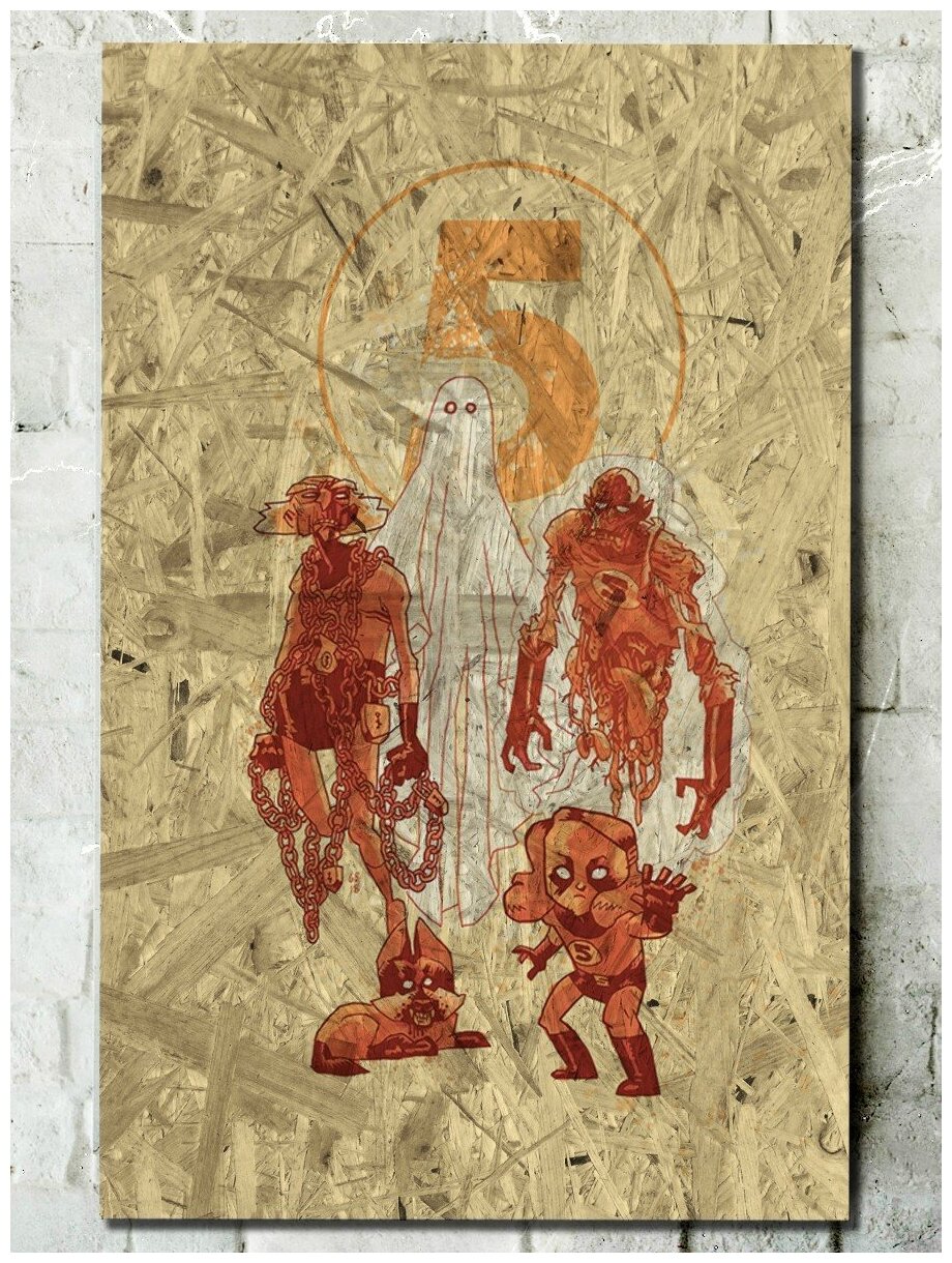 Картина интерьерная на рельефной доске сериал Академия Амбрелла (Клаус, Пятый, Скипка) - 8222 В