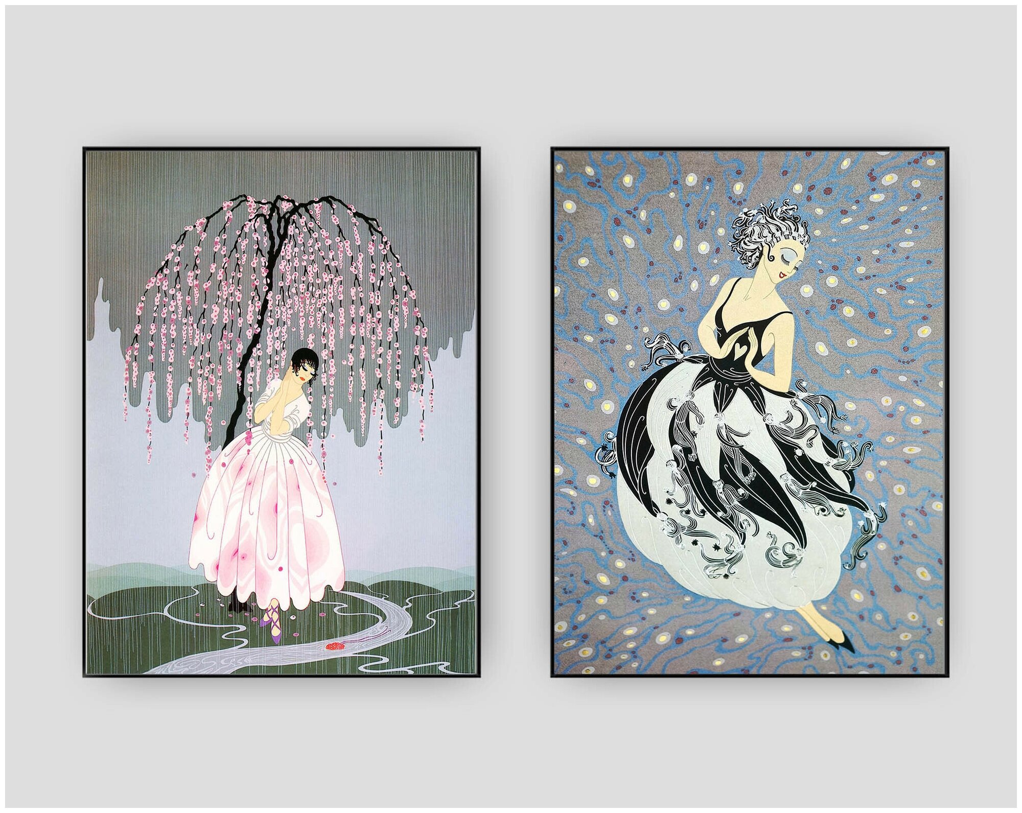 Набор Art-Deco 2 шт Эрте Мода Ар Деко Журнал Вог Харпер Базар Ретро Ар деко постер Эрте 2 шт Art Deco принт А3 Эрте (Erte) Роман Тыртофф