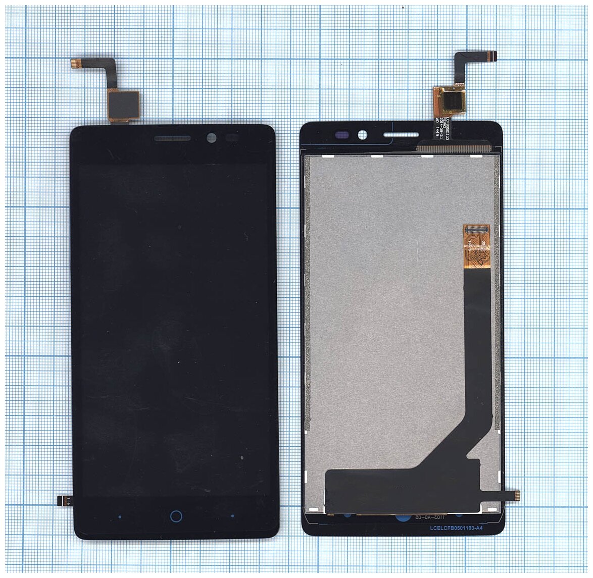Дисплей (экран) в сборе с тачскрином для ZTE Blade V2 Lite, Blade A450 черный / 854х480