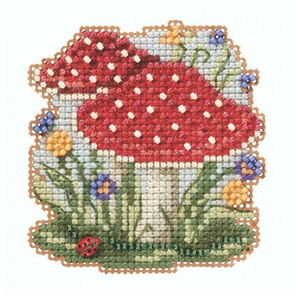Набор для вышивания Mill Hill #MH182024 Red Cap Mushroom (Мухоморы), Счетный крест, 6.35 x 7 см