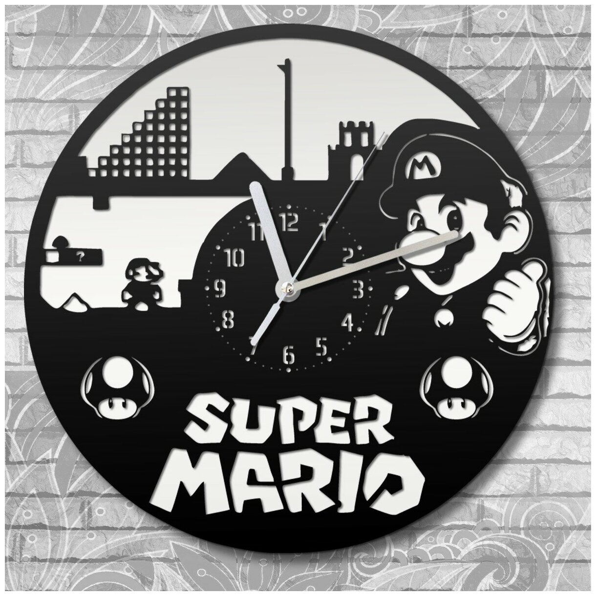 Настенные часы деревянные бесшумные игры супер марио super mario - 511