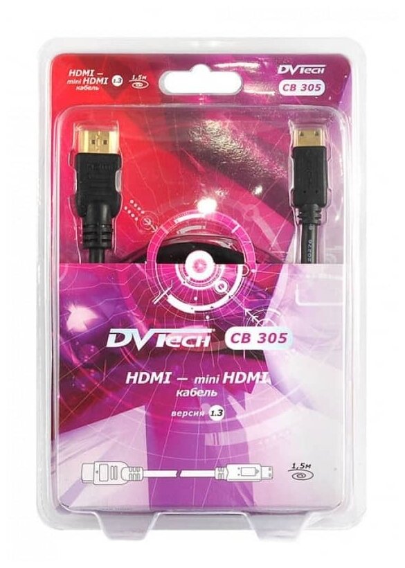 Кабель HDMI mini HDMI v1.3, 1.5м DVTech CB305