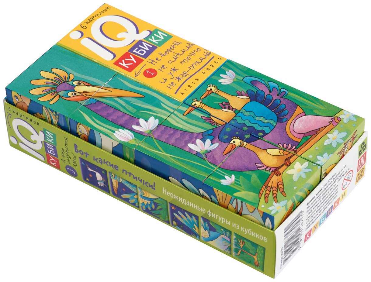 Айрис-пресс Умные кубики фигурные Вот какие птички! 6 шт