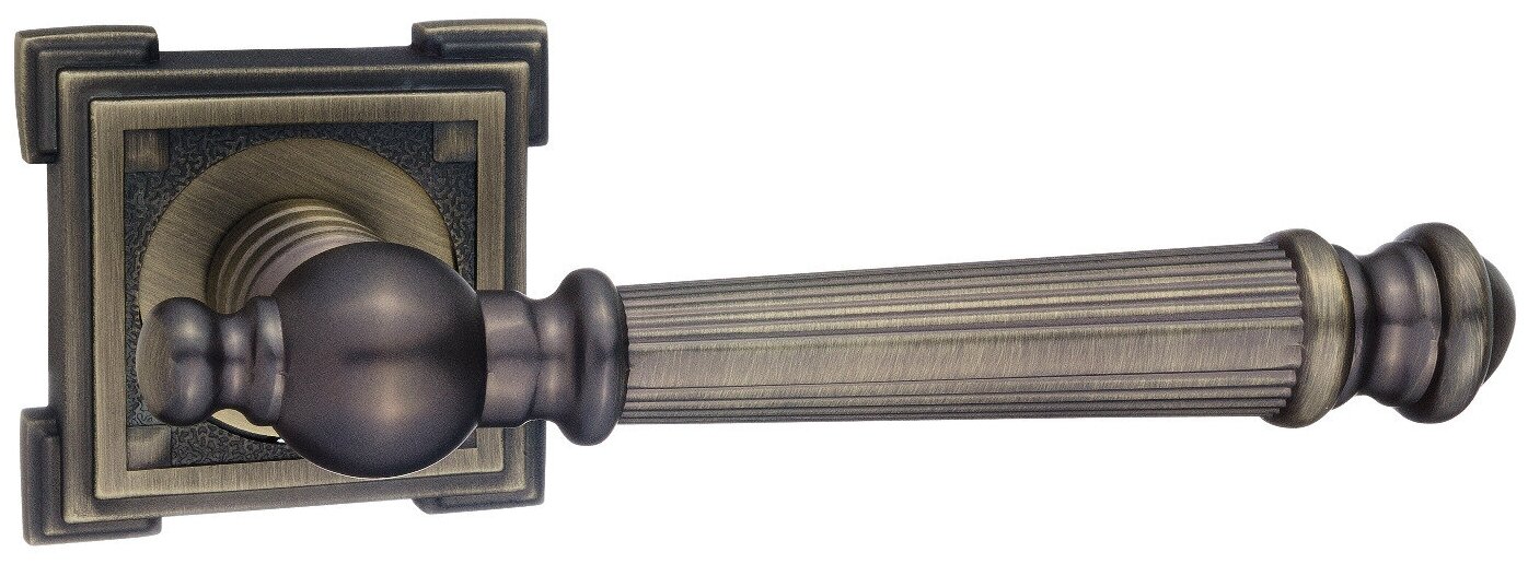 Ручка дверная межкомнатная на квадратной розетке Валенсия, бронза античная матовая