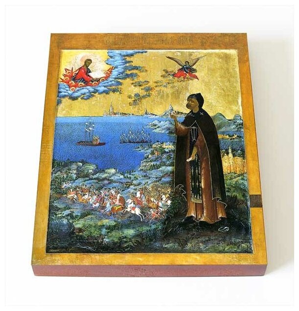 Благоверный князь Александр Невский со сценами жития, начало XIX в, икона на доске 8*10 см