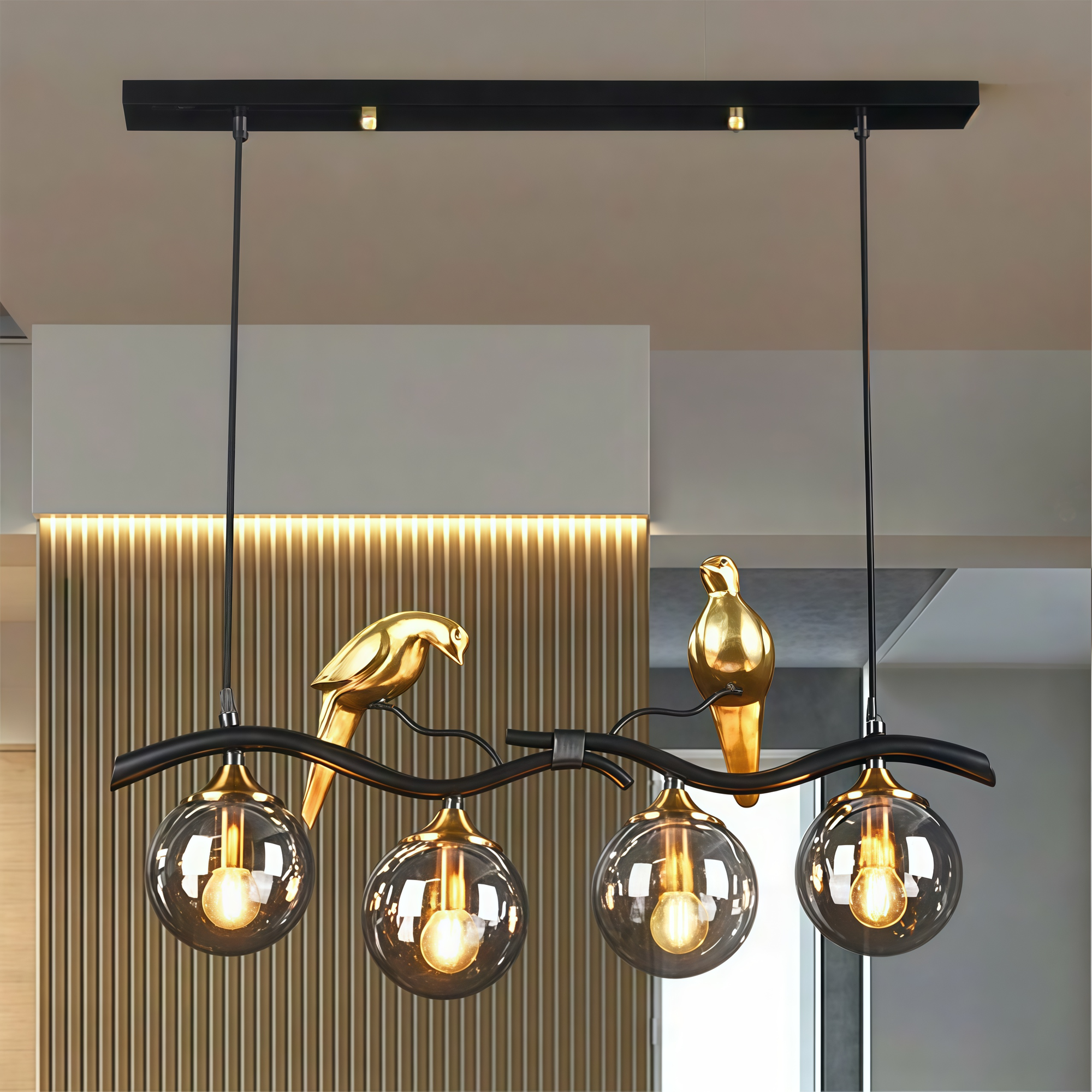 Люстра Clear Lighting "New York Times", E27, светодиодная, цвет черный, золото