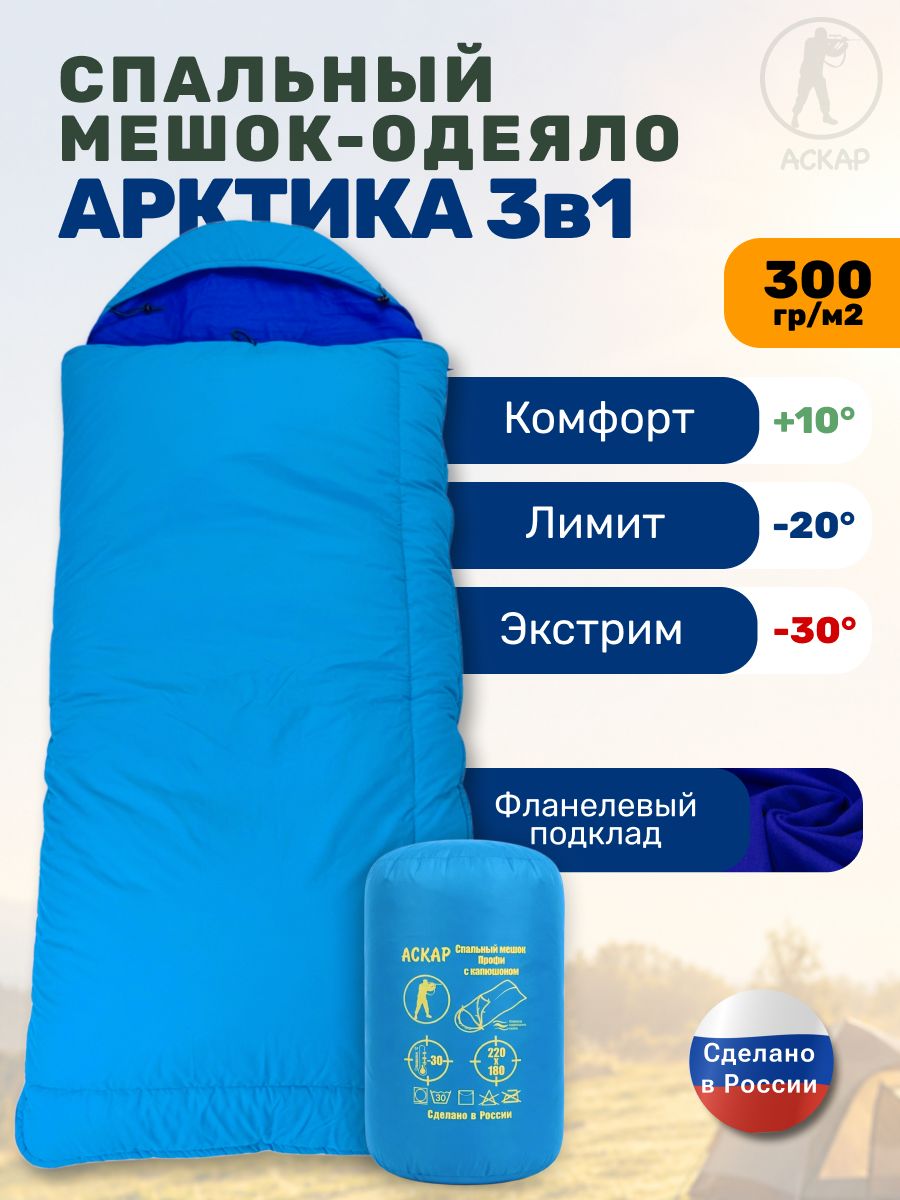 Спальный мешок туристический до -30 / спальник зимний 220*180 см / мешок-одеяло в поход