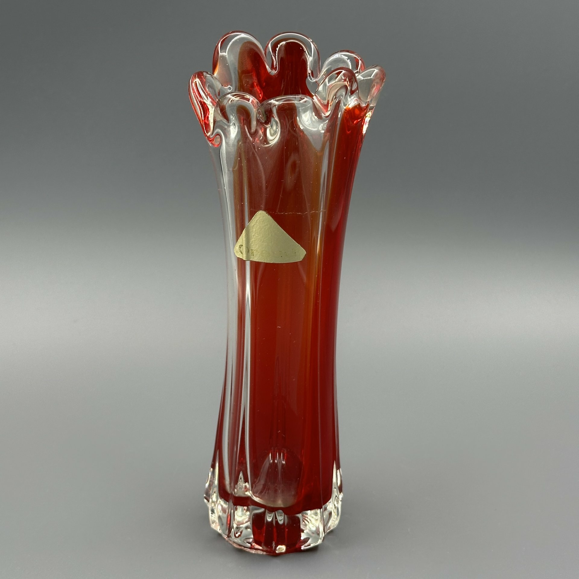 Ваза миниатюрная, необычной формы, OREAD, стекло, двухцветное, Япония, 1960-1970 гг.