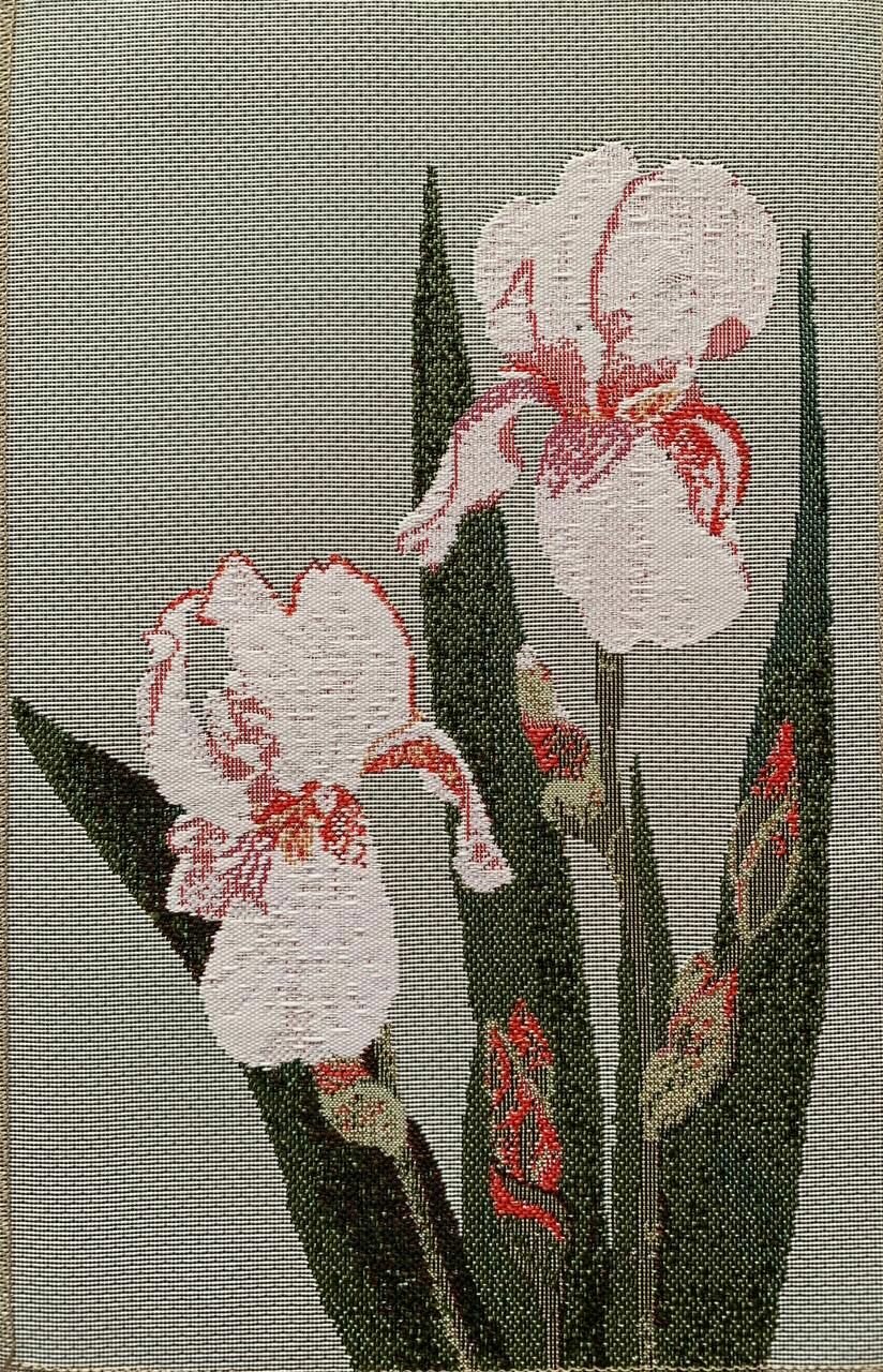 Гобелен, гобелен без рамы 29х19 см / "Ирисы любимые"