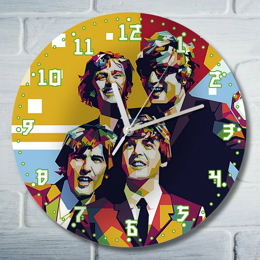 Настенные часы УФ "музыка beatles (Битлс, Битлы, рок, Джон Леннон, Пол Маккартни) - 10031"