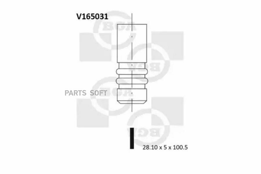 Клапан двигателя выпускной [28.1x5x100.5] CHRYSLER YPSILON / FIAT 500, DOBLO, GRANDE PUNTO, PANDA / FORD KA 1.2/1.4 05-16 BGA V165031 | цена за 1 шт