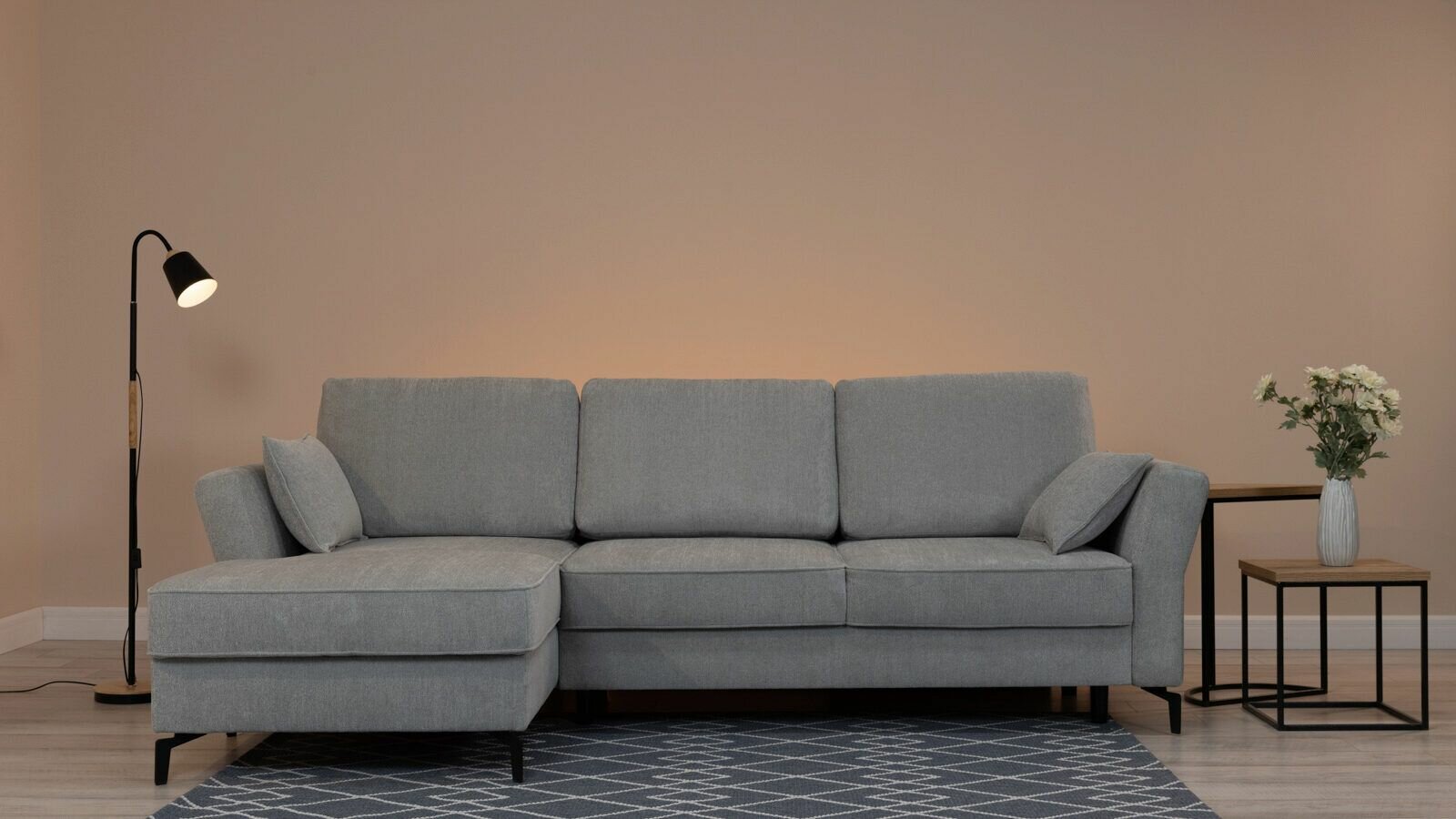 Диван-кровать угловой Askona (Аскона) Харпер-L-Тк. Raven 06, пантограф