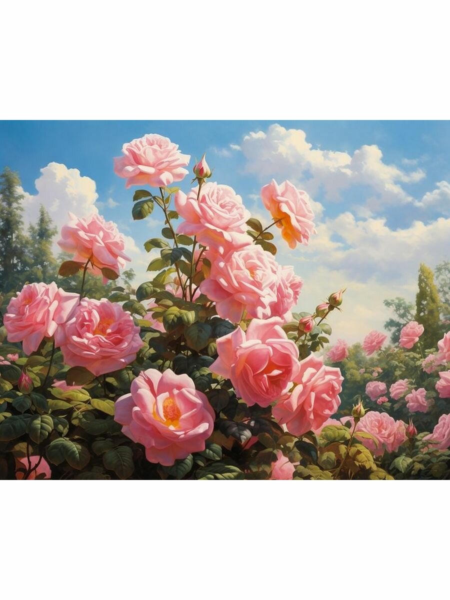 Картина по номерам розовые розы 40x50