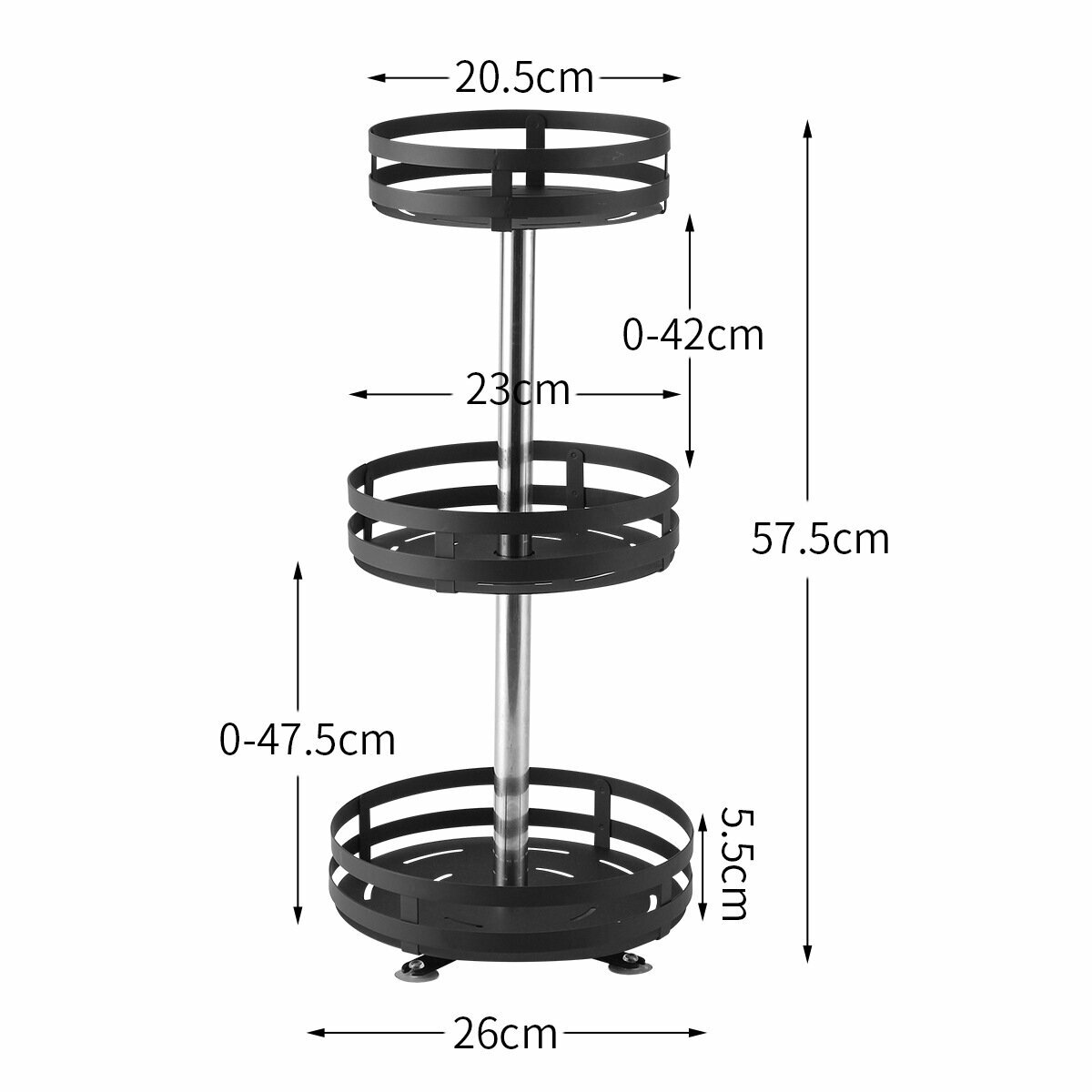 Стеллаж для приправ Ou Runzhe, кованое железо, вращающийся, 3 слоя