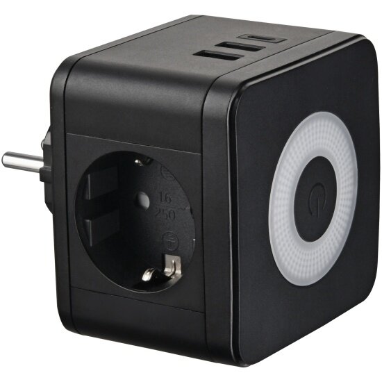 Разветвитель сетевой с выключателем Uniel S-GES2-16SBUC BLACK