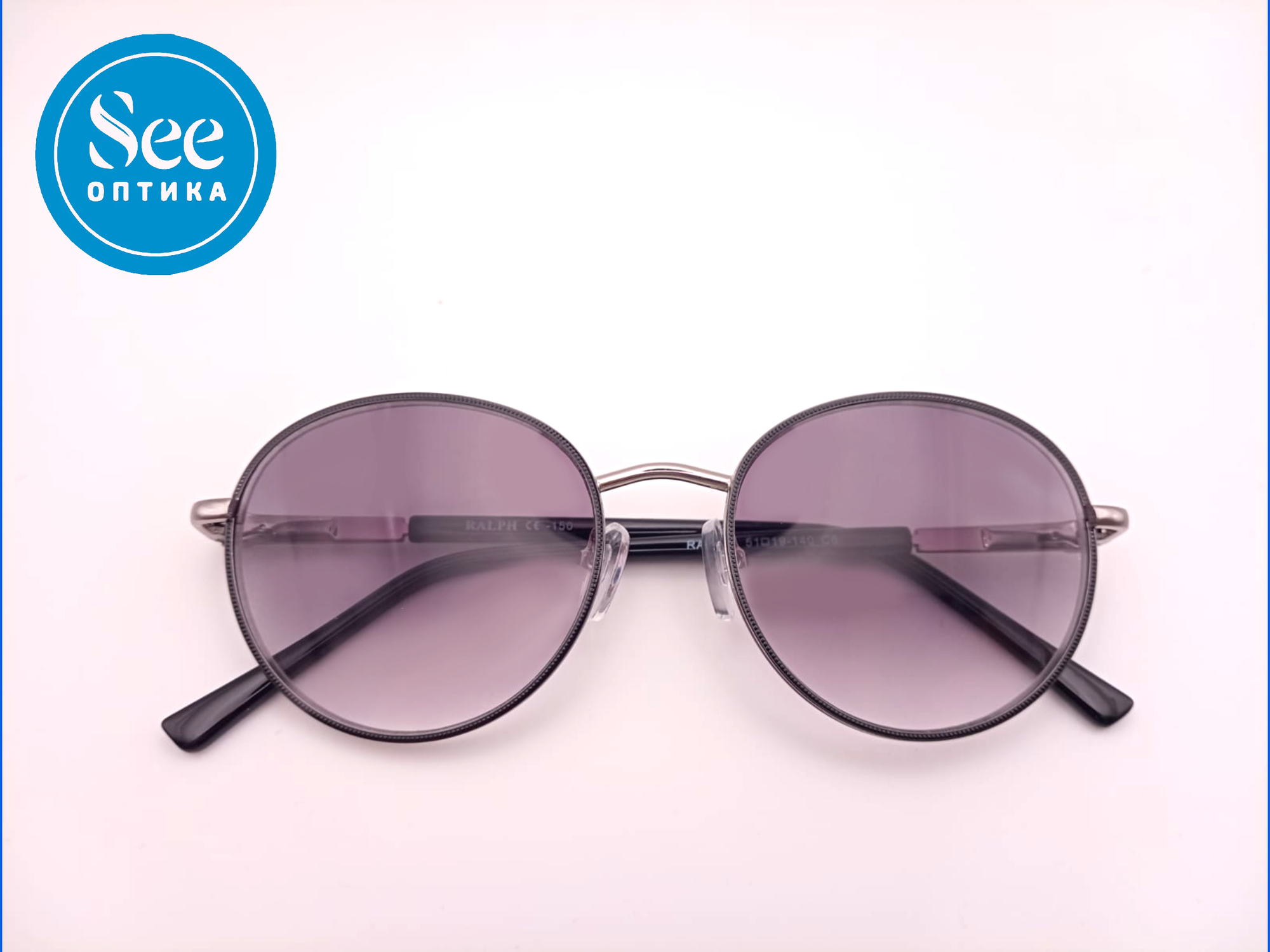 Круглые готовые очки для дали с линзами градиент и диоптриями -3.5