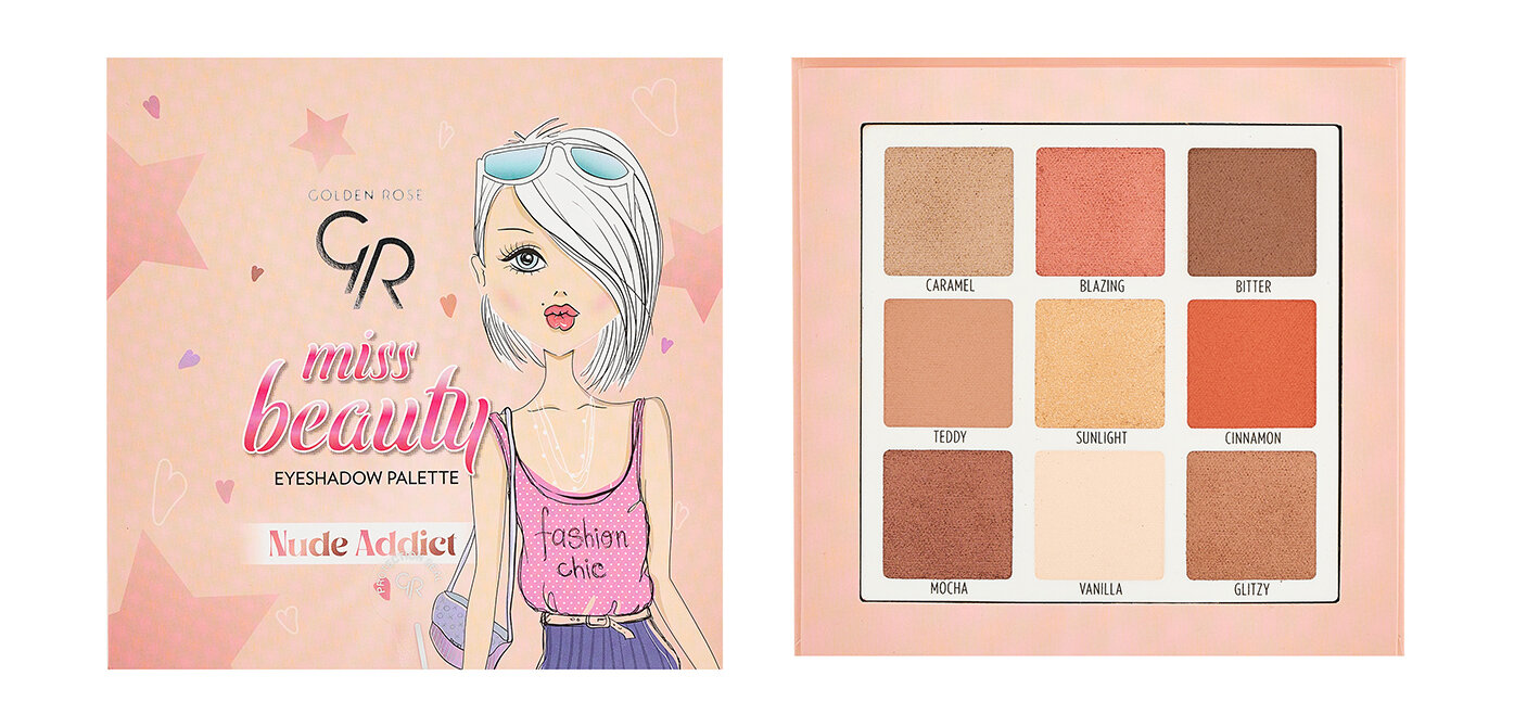 GOLDEN ROSE Палетка теней Miss Beauty Eyeshadow Palette Nude Addict, 11,7 г