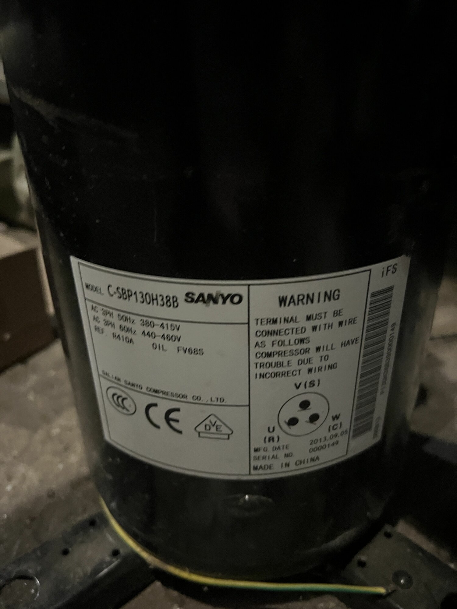 Компрессор C-SBP130H38B (R-410) SANYO (C установки)