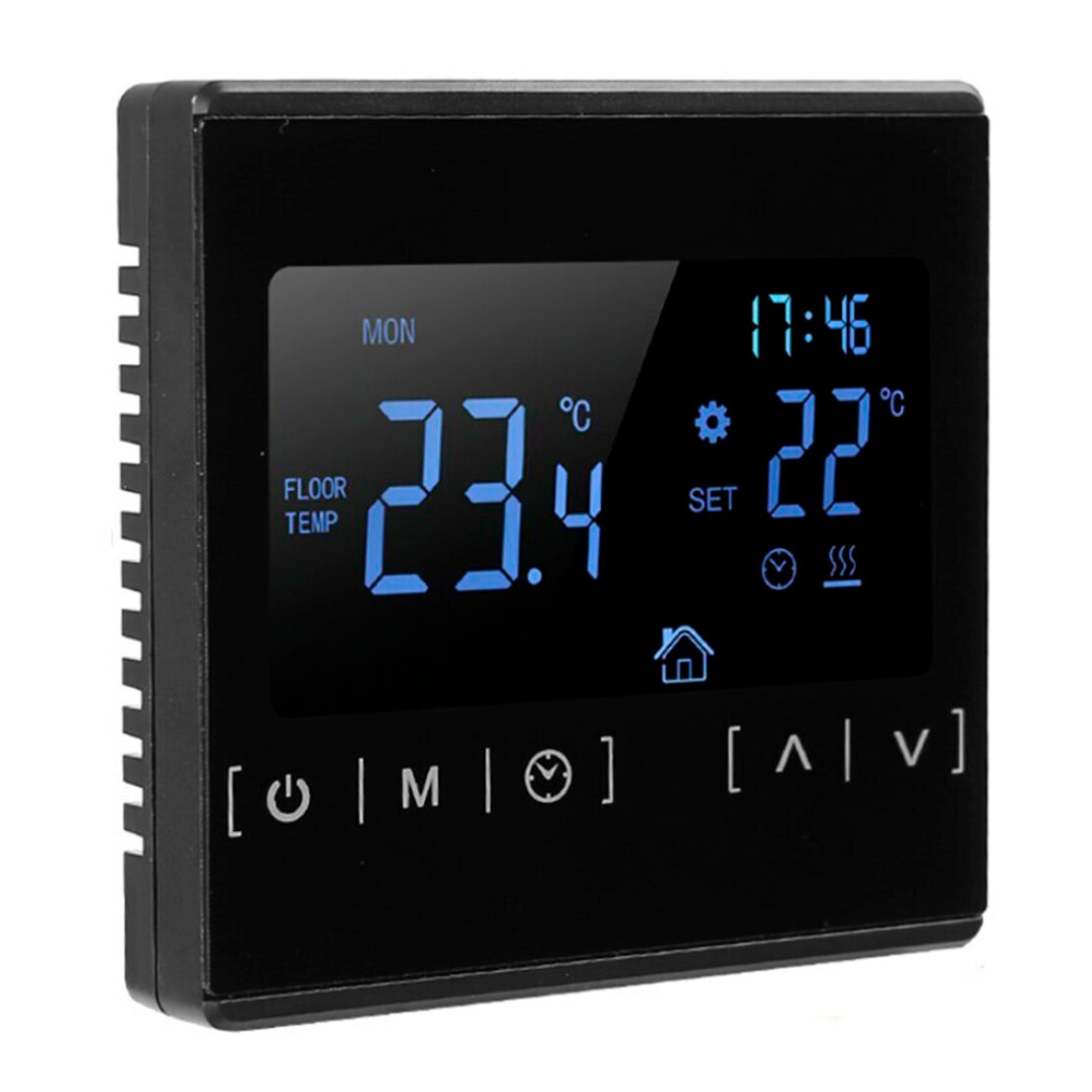Терморегулятор для теплого пола с ЖК-дисплеем EvenWay Black / Программируемый регулятор температуры / Термостат