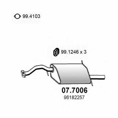 Глушитель выхлопных газов конечный, ASSO 07.7006 (1 шт.)