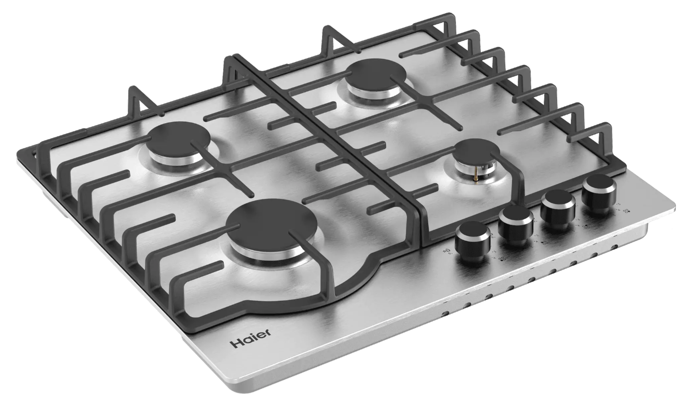 Варочная панель Haier HHX-M64RNVX, 4 конфорки, чугунные решетки — фото 1