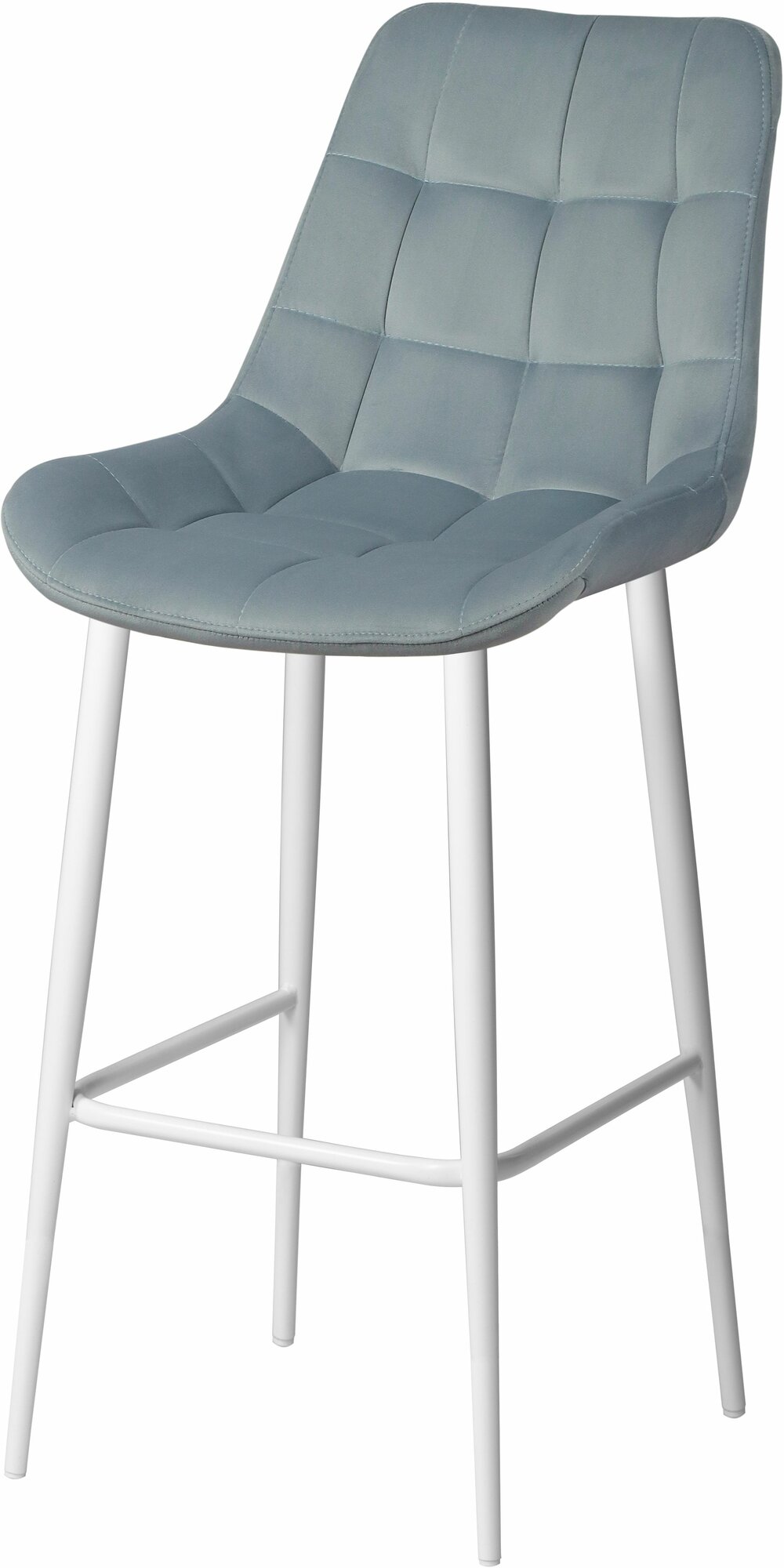 Барный стул Ambe Эйден, для кухни мягкий, 75 см, пыльно-голубой, каркас белый